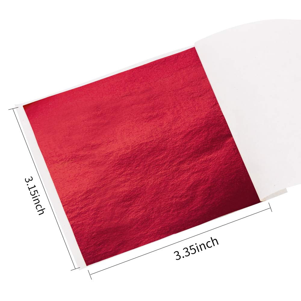 Red Gold Leaf Sheets for Art, 100 Sheets Gold Foil Multipurpose for ...
