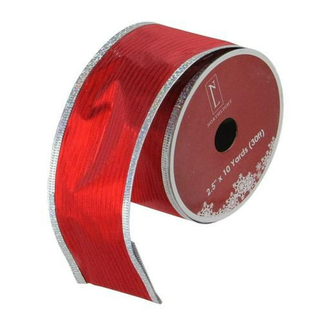Red & Gold "Merry X-mas" Wired X-mas Craft Ribbon - Walmart.com