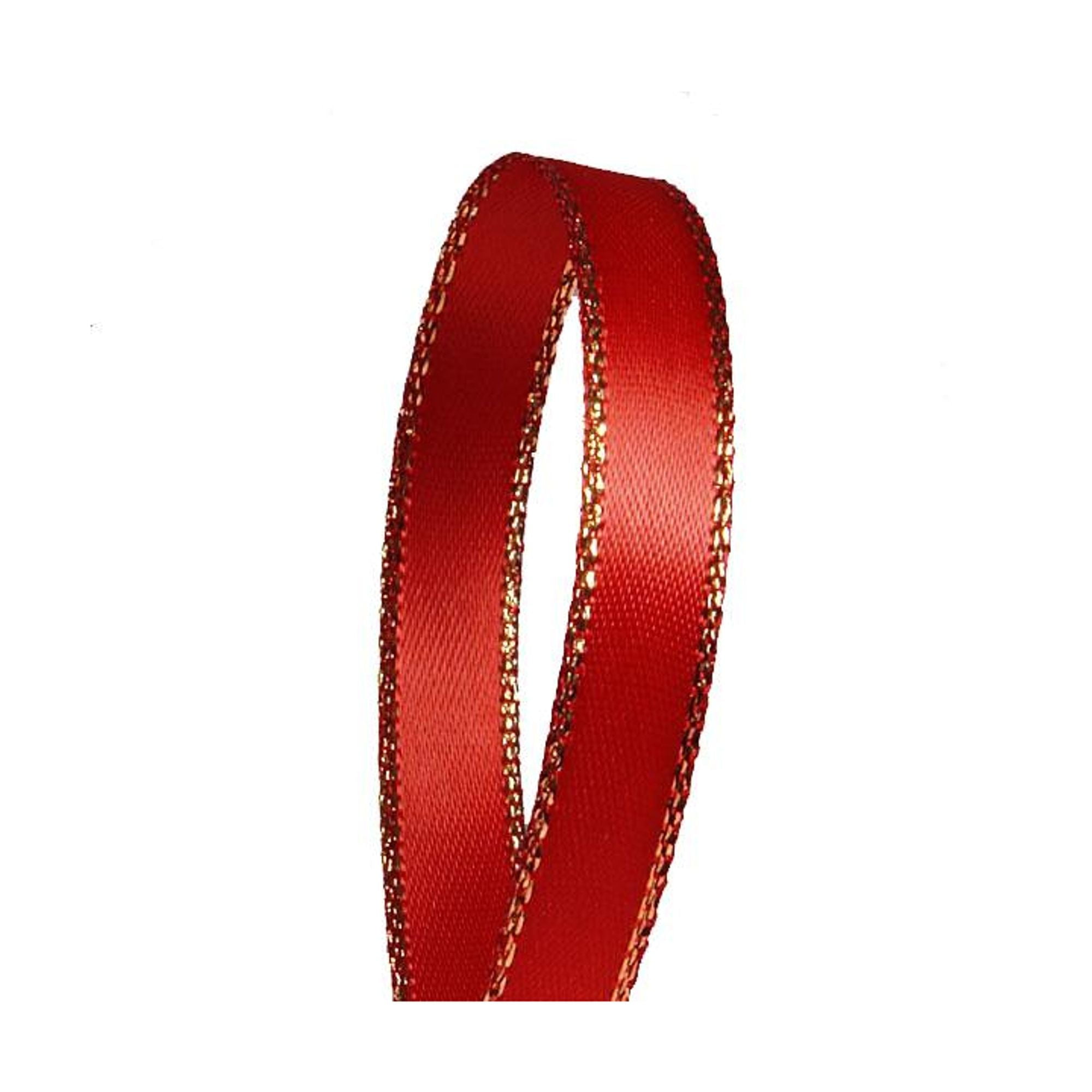 Red Gold Ribbon | Narrow Christmas Ribbon | Red Gold Edge Satin Ribbon ...