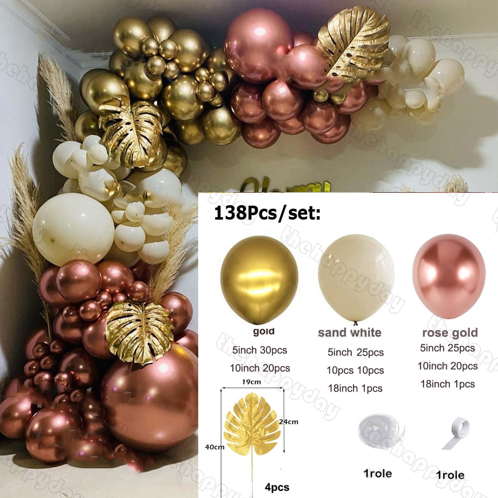 Red Gold Sand White Balloons Arch Garland Kit Metal Magenta Balloons ...