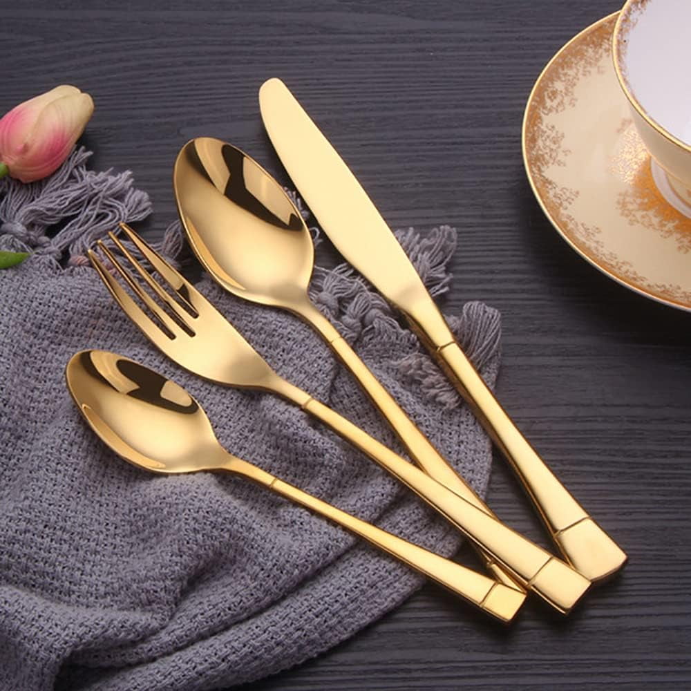 Red Gold Silverware Set for 6 Premium 18 10 Stainless Steel Flatware ...