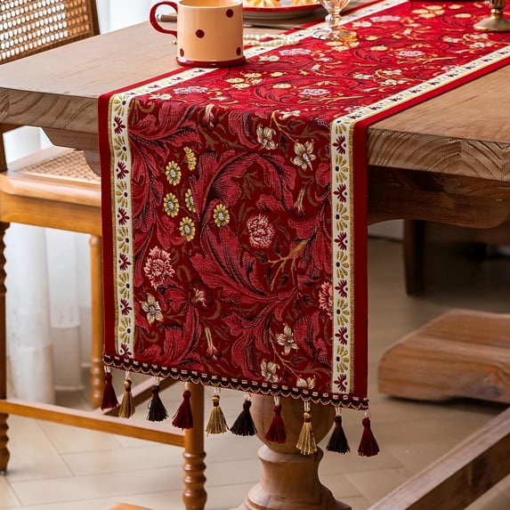 Red Gold Table Runner 14x87 Inch – Extra Long for Banquet Table, Grand ...