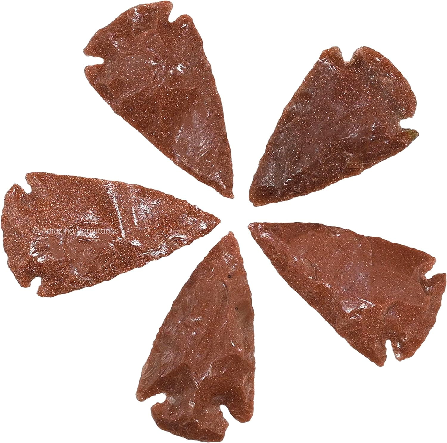 Red Goldstone Crystal Arrow Head Stone 5 Pieces (1" to 1.5" Inch ...