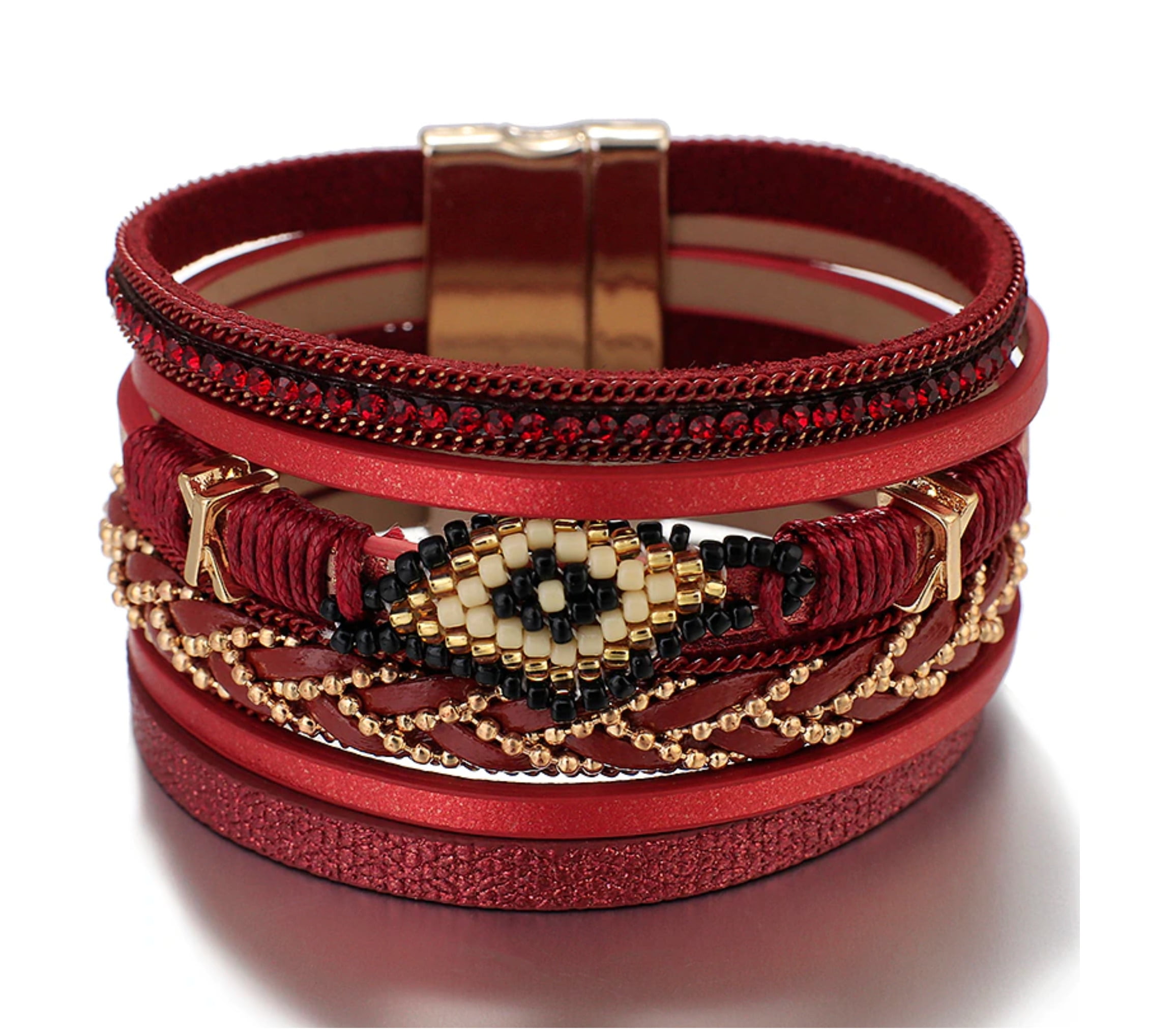 Red & Goldtone Rhombus Layered Bracelet - Walmart.com