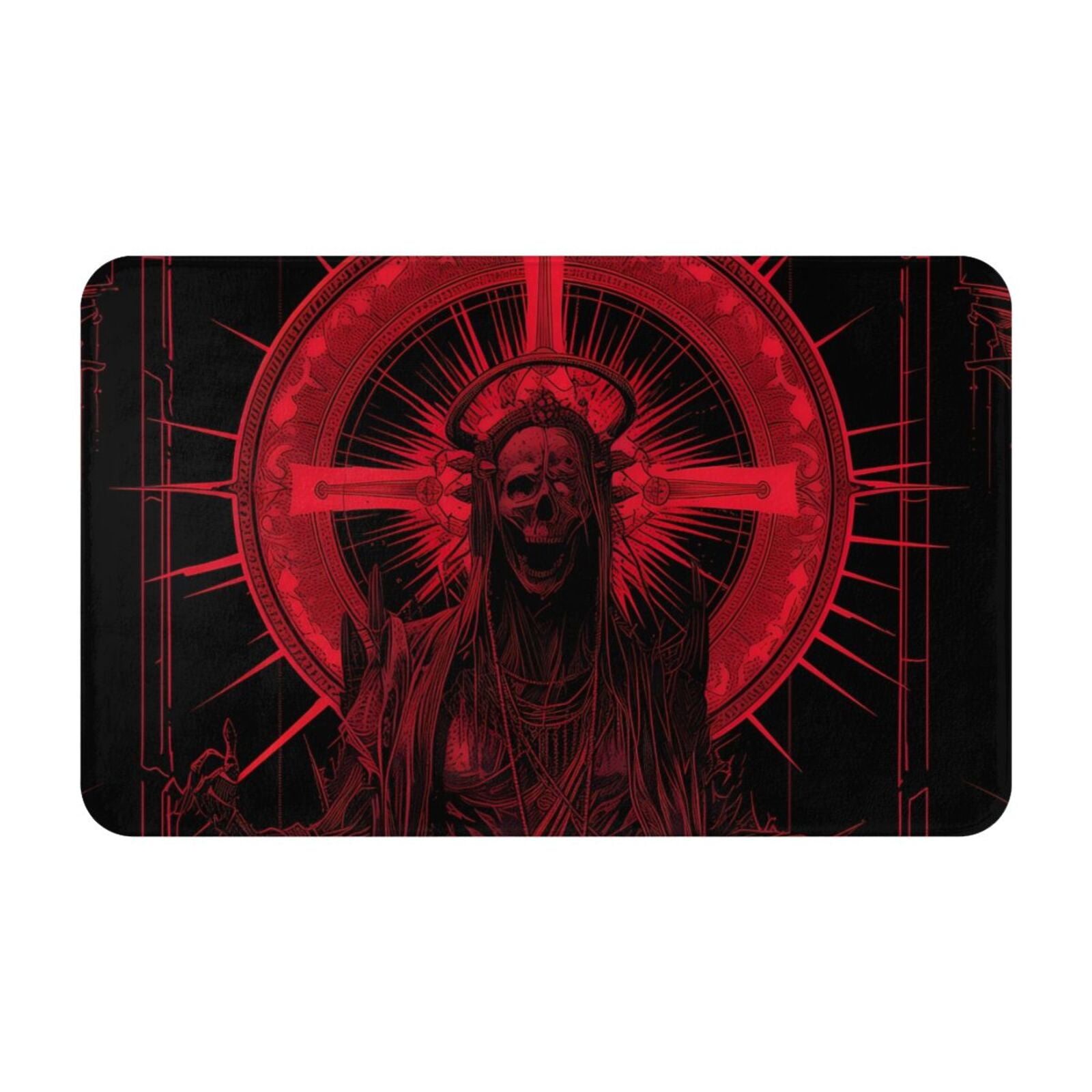 Red Gothic Skeleton Throne Front Door Mat Indoor Entrance, 31.5x20 Non ...
