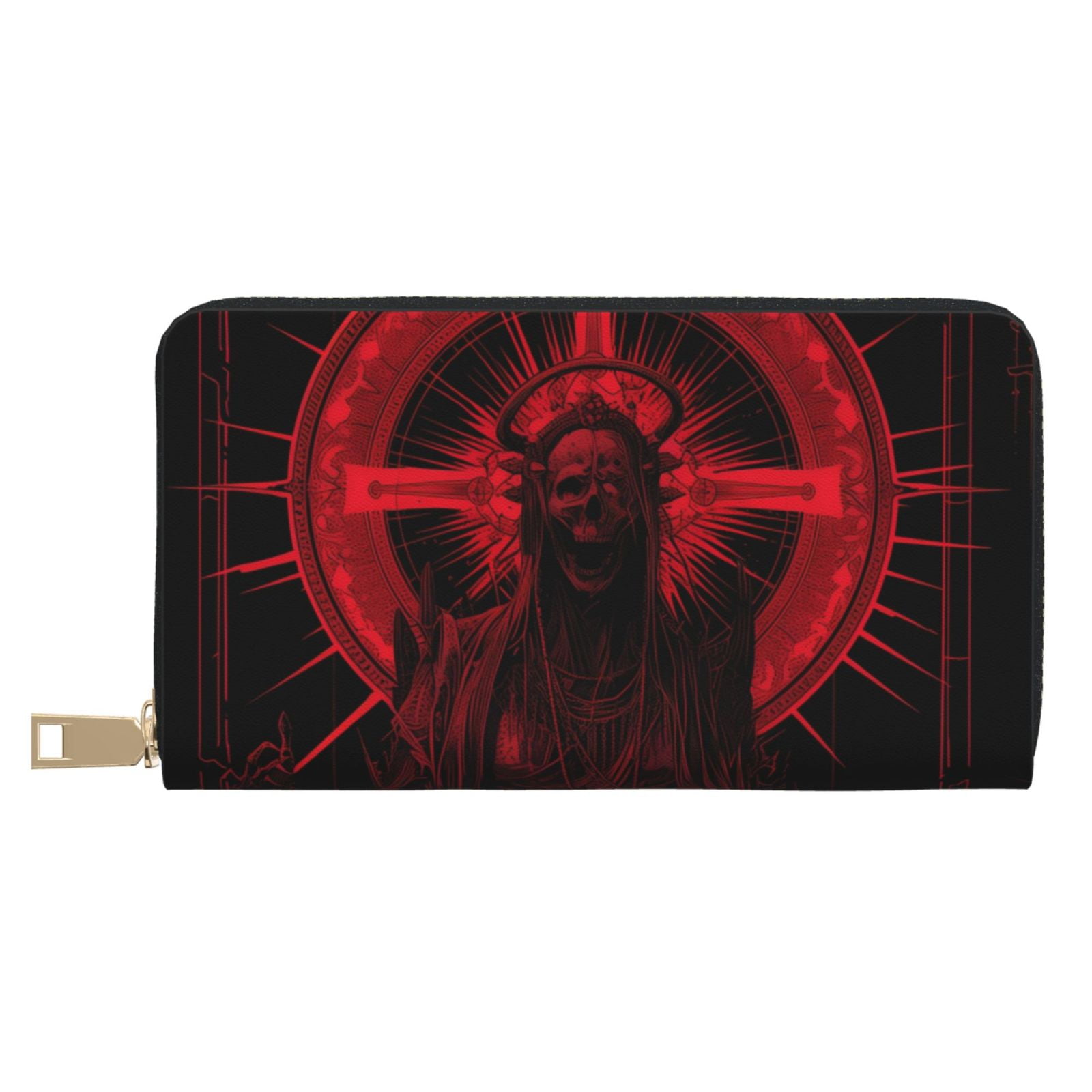 Red Gothic Skeleton Throne Wallet Women, Leather Bifold Multi Card ...