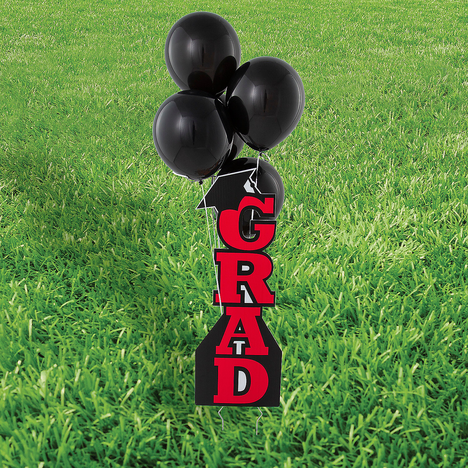 Red Grad Vertical Yard Sign Kit with Black 11" Latex Balloons - 21 Pc ...