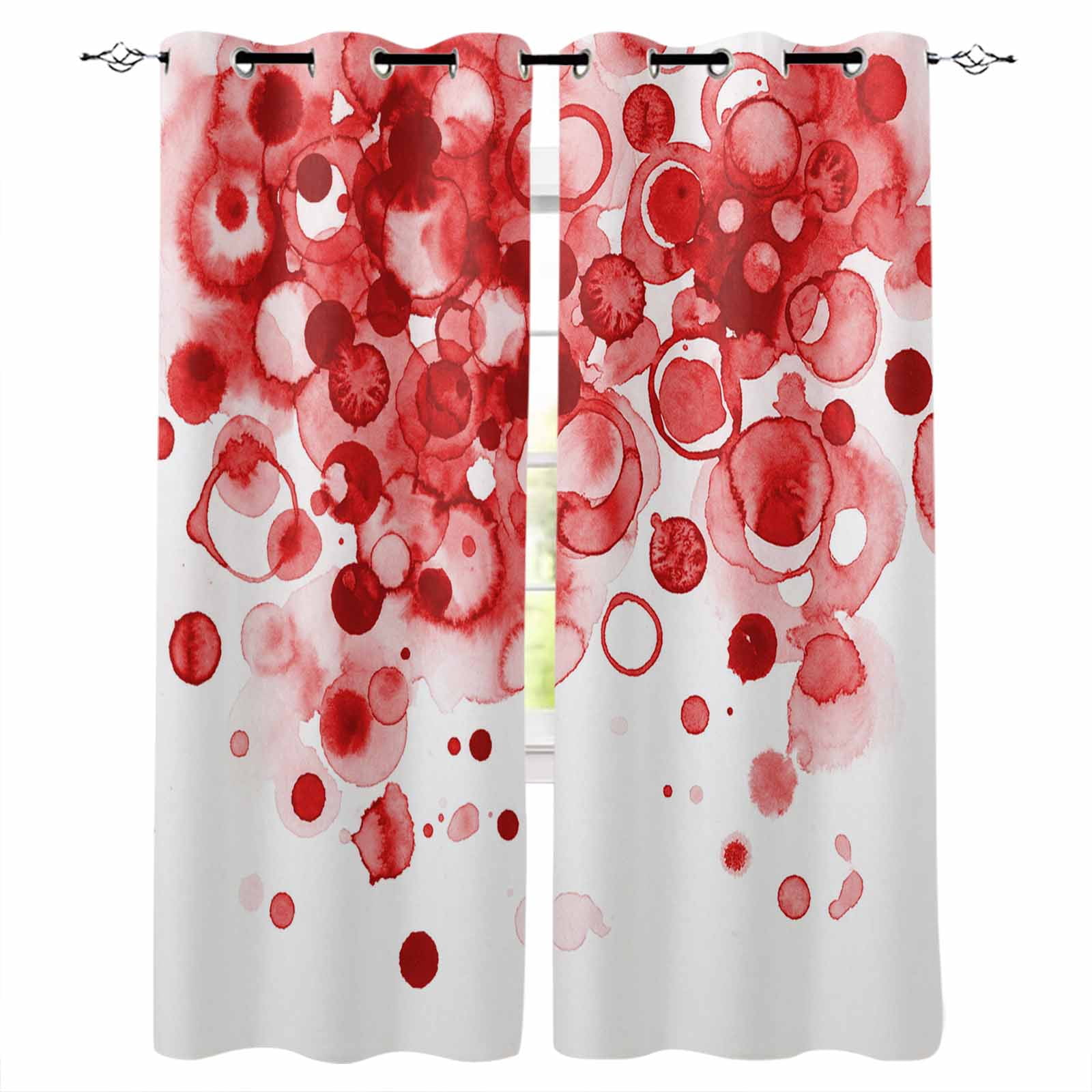 Red Gradient Blackout Curtains 45 Inches Long, Kitchen Black Out Window ...