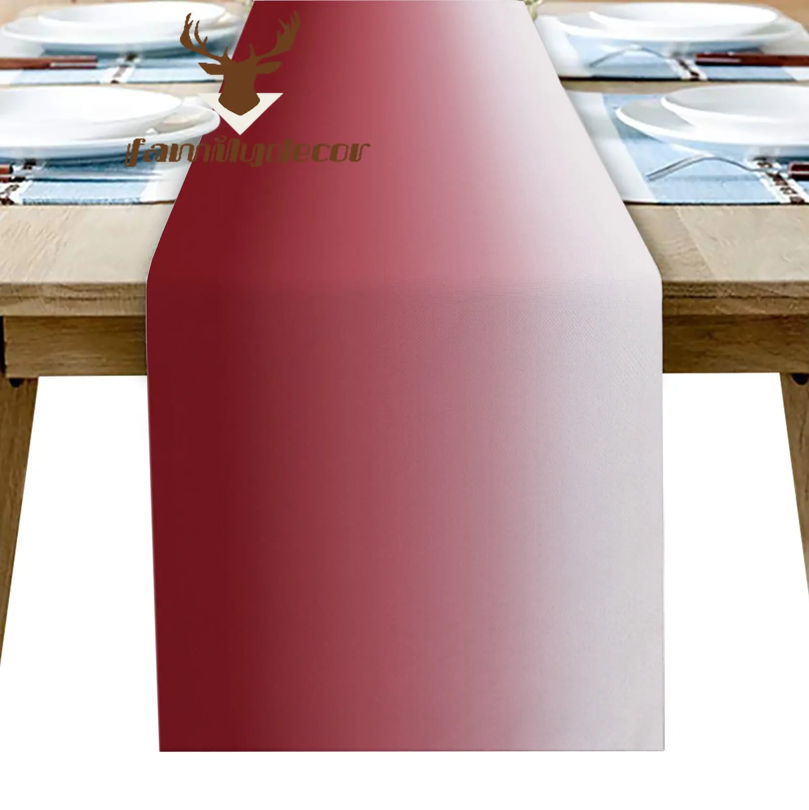 Red Gradient Ombre Table Runner Home Wedding r Table Flag Mat Table ...