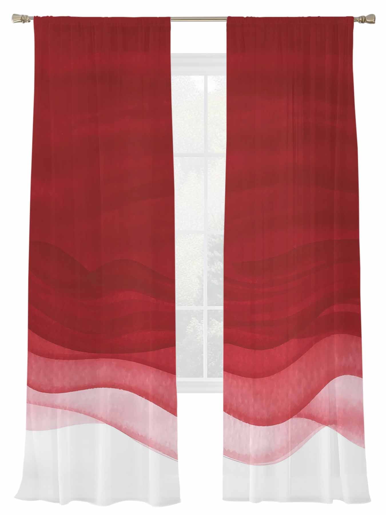 Red Gradient Sheer Curtains for Living Room Bedroom, Watercolor ...