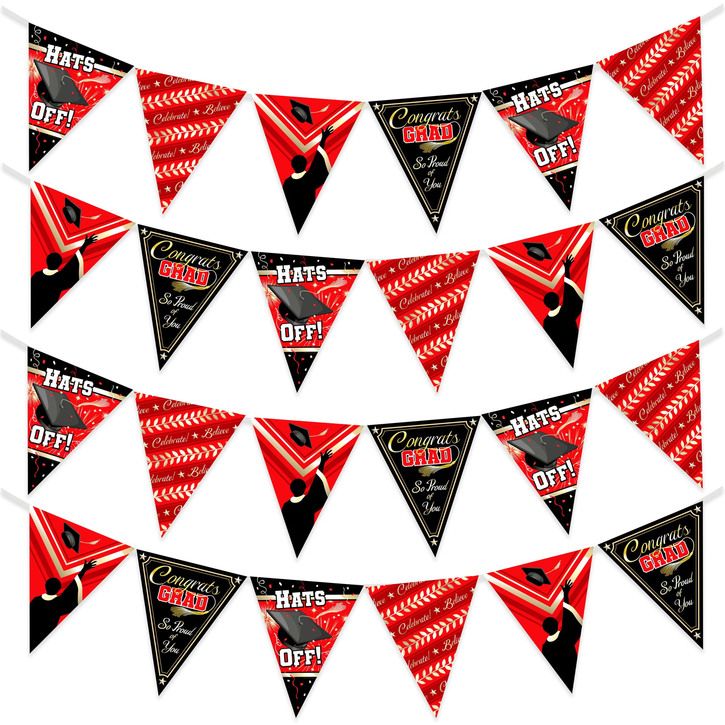Red Graduation Banner Pennant 2 Pack - Red Graduation Party Decorations ...