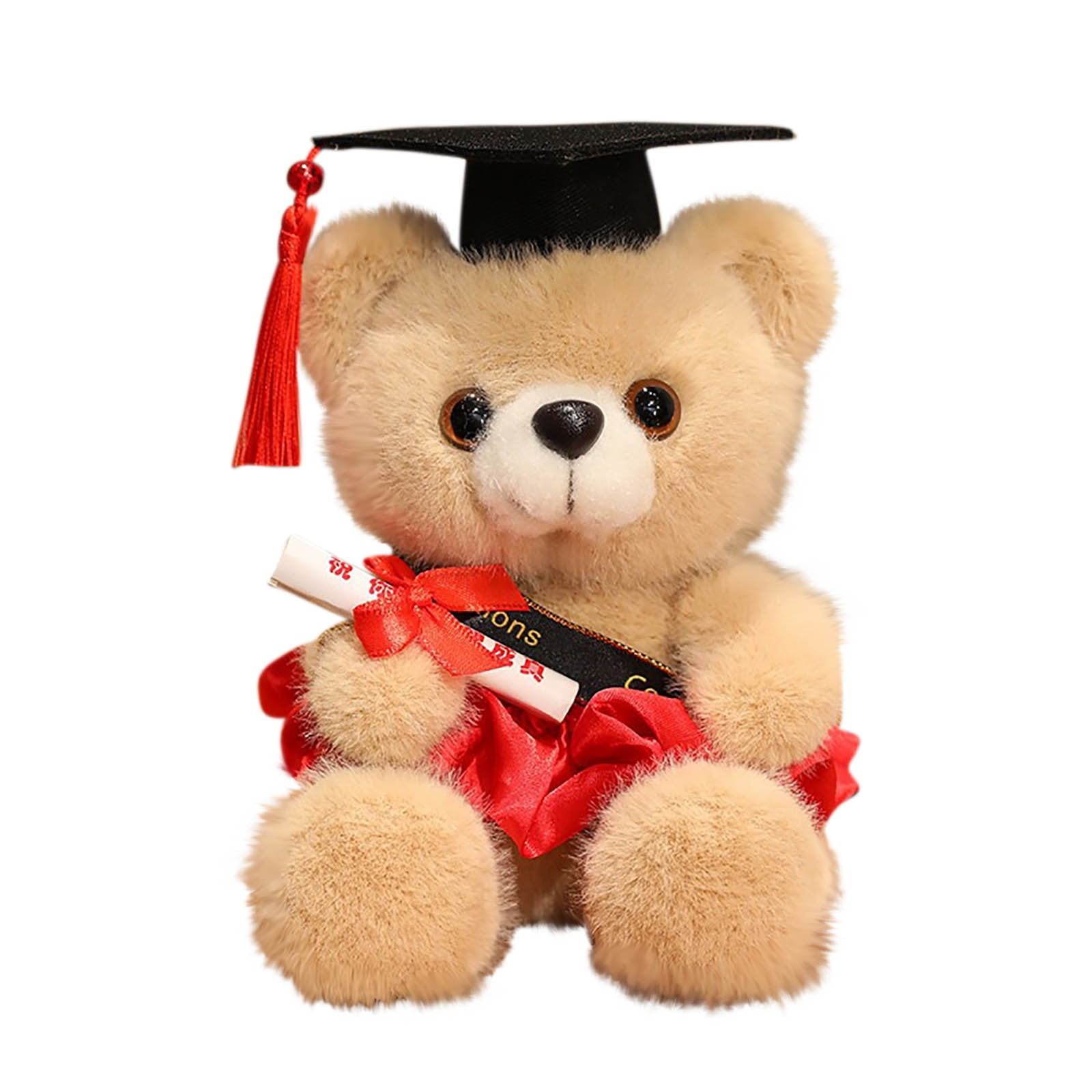 Red Graduation Bear Plush Doll Doctoral Cap Wearable Graduate Themed ...
