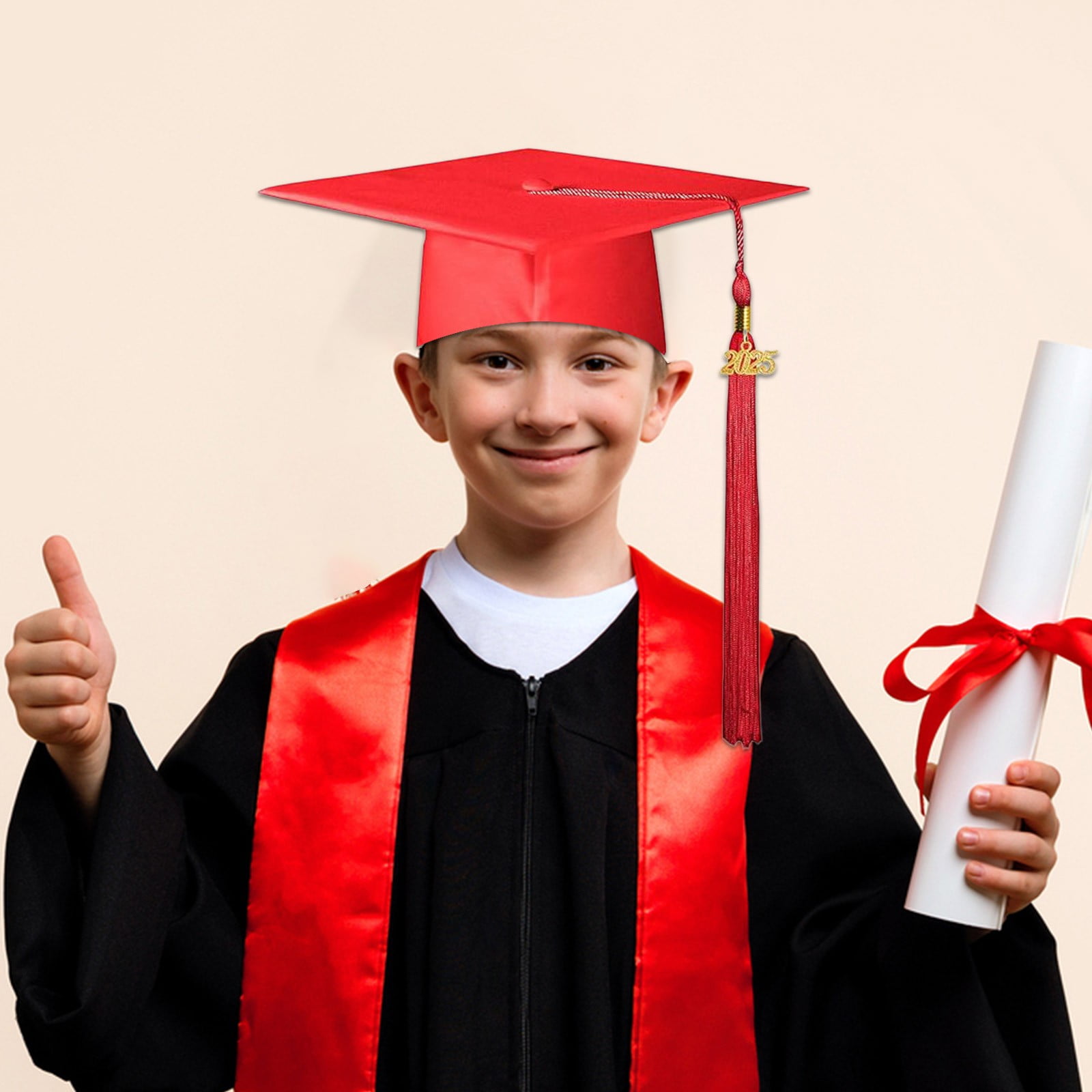 Red Graduation Cap with 2025 Charm and Tassel Perfect for High School ...