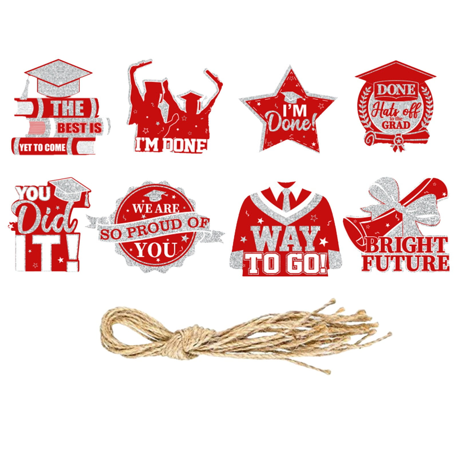Red Graduation Celebration Hanging Ornaments 8Pc Red Accent Decorative ...