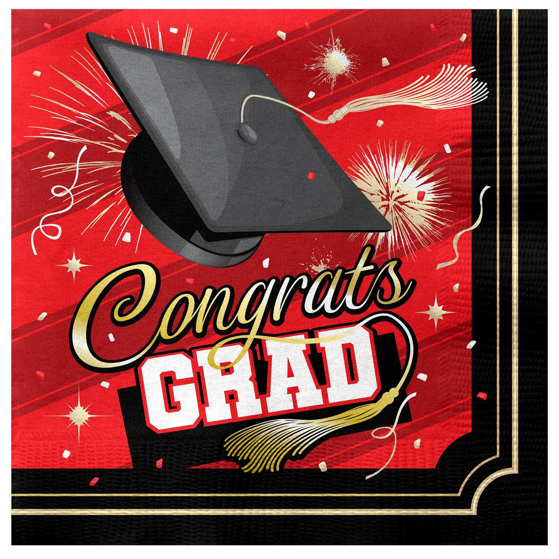 Red Graduation Napkins 48 Count - Red Graduation Party Supplies ...