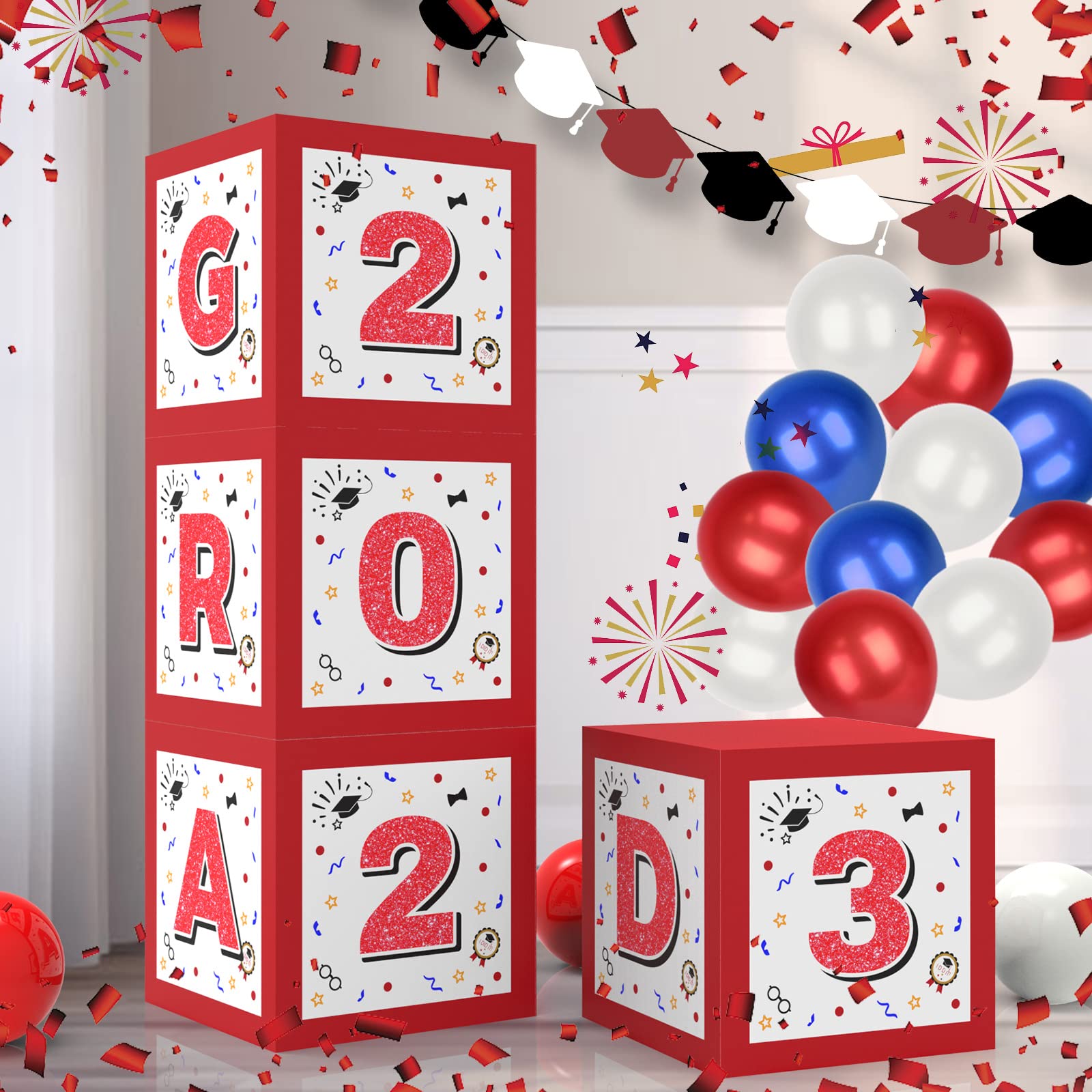 Red Graduation Party Decorations 2023 Graduate Balloon Boxes, Red ...