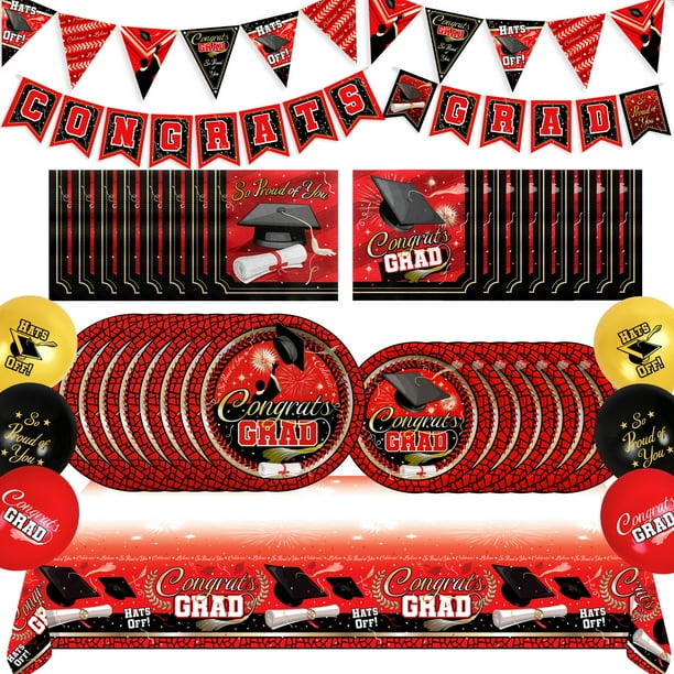 Red Graduation Party Supplies Complete Set for 16 Guests - Walmart.com