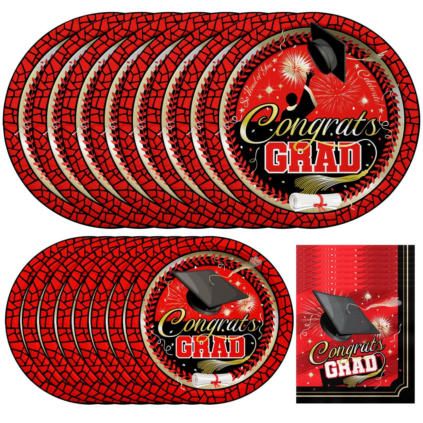 Red Graduation Party Tableware Starter Set for 24 Guests - Walmart.com