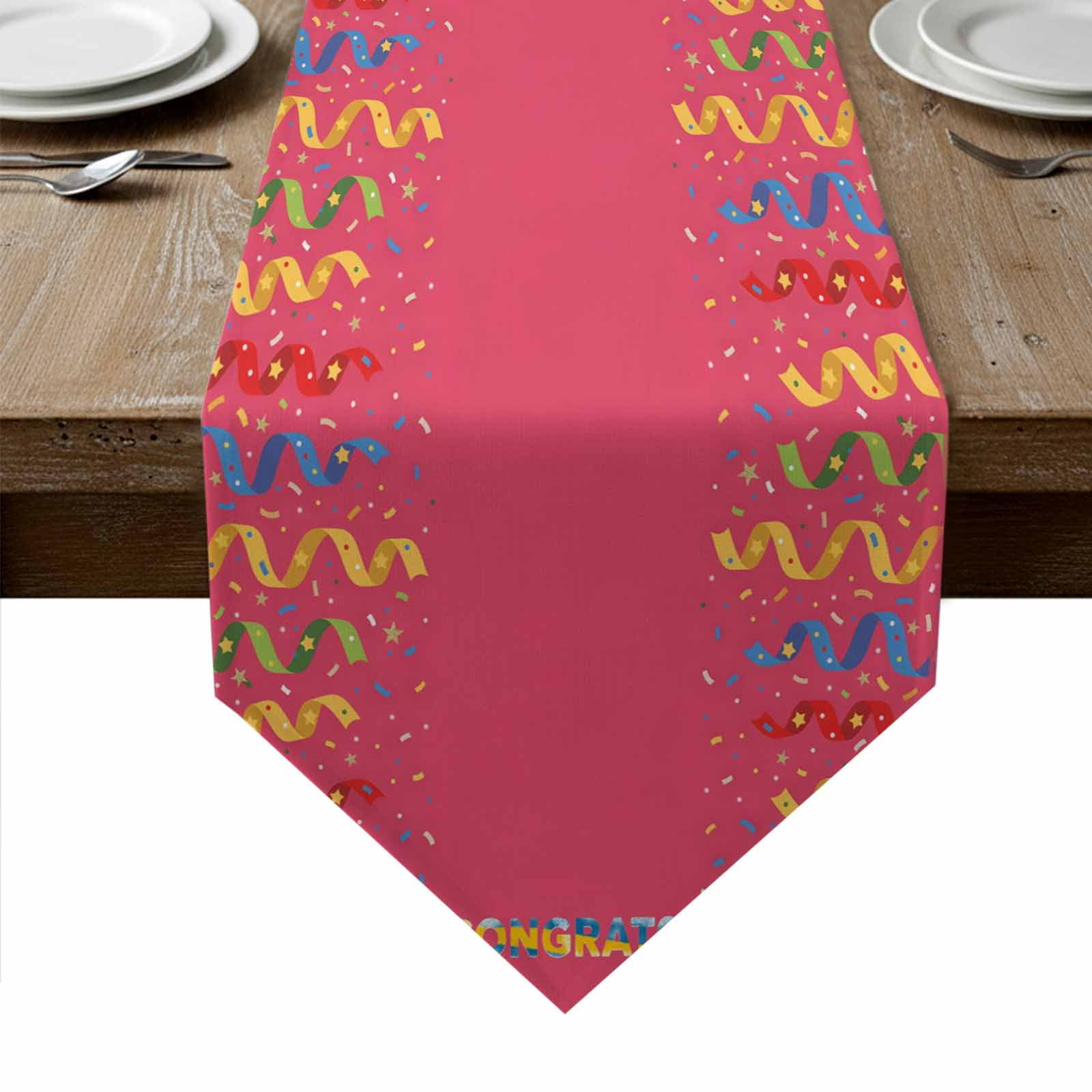 Red Graduation Season Table Runner Linen Burlap Table Runner 72 Inches ...