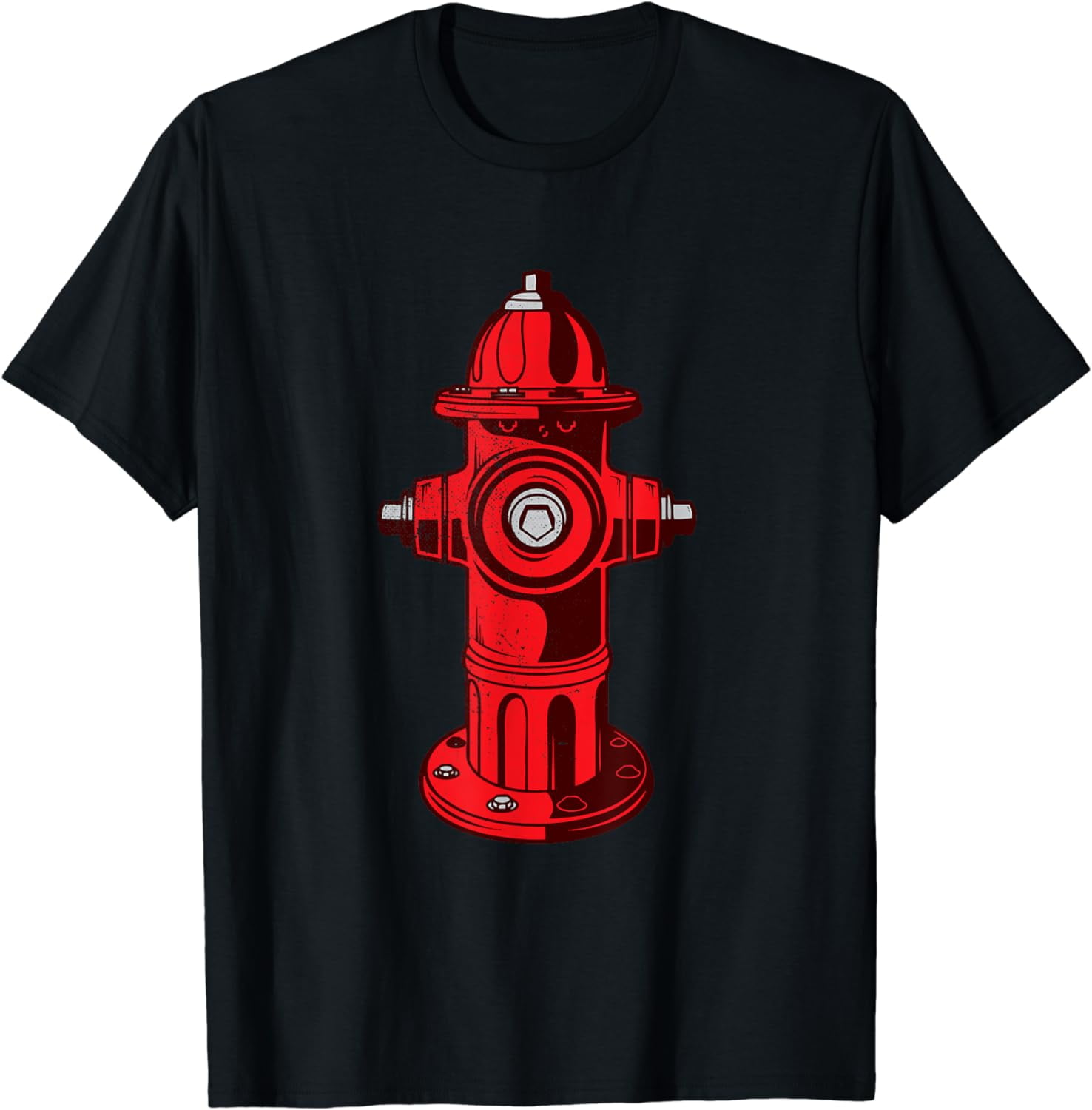 Red Graphic Fire Hydrant FireFighter Work Tee Shirt - Walmart.com