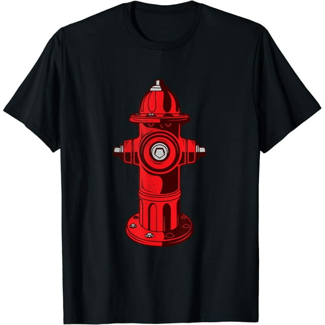 Red Graphic Fire Hydrant FireFighter Work Tee Shirt - Walmart.com