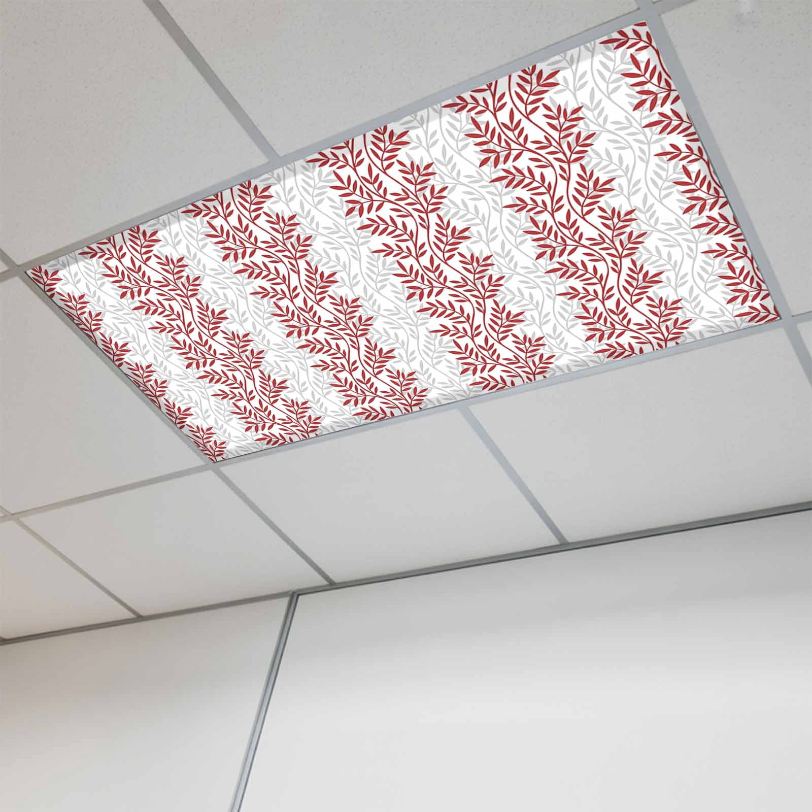 Red Gray Plants Magnetic Fluorescent Light Covers for Ceiling Lights ...