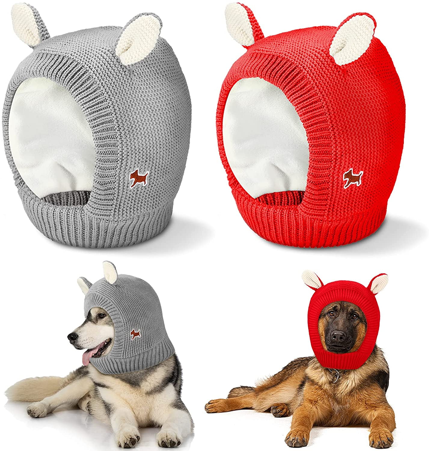 Red & Gray Quiet Ears for Dogs, Neck and Ear Protection for Pet, Dog ...