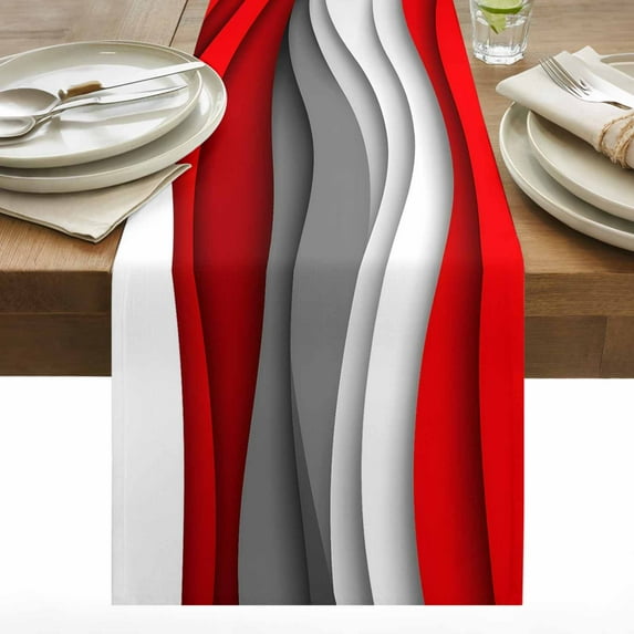 Red Gray Table Runner 13x108 inch Geometric Abstract Gradient Ocean ...