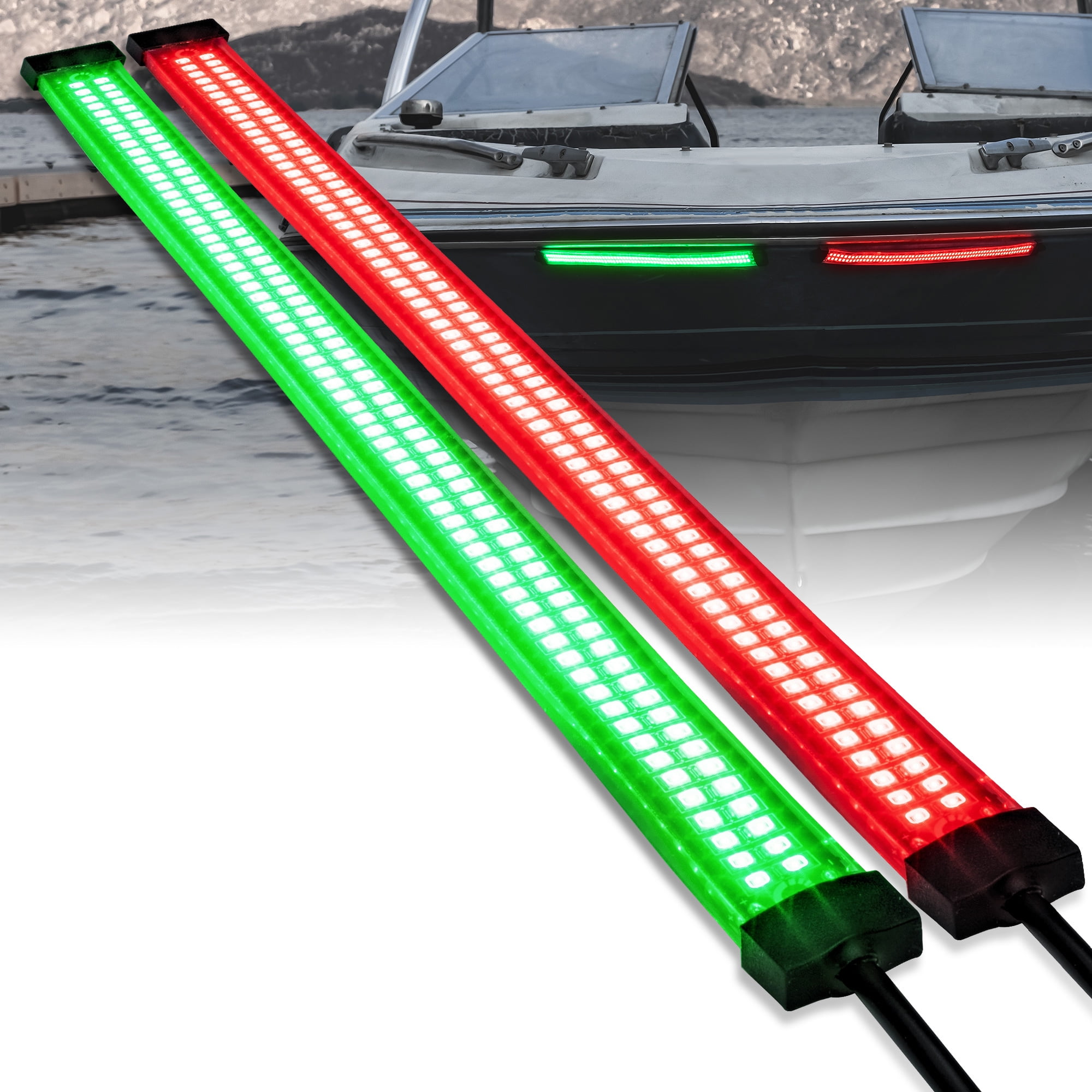Red Green 132 LED 2-Row Marine Navigation Light Strip Kit for Kayak ...