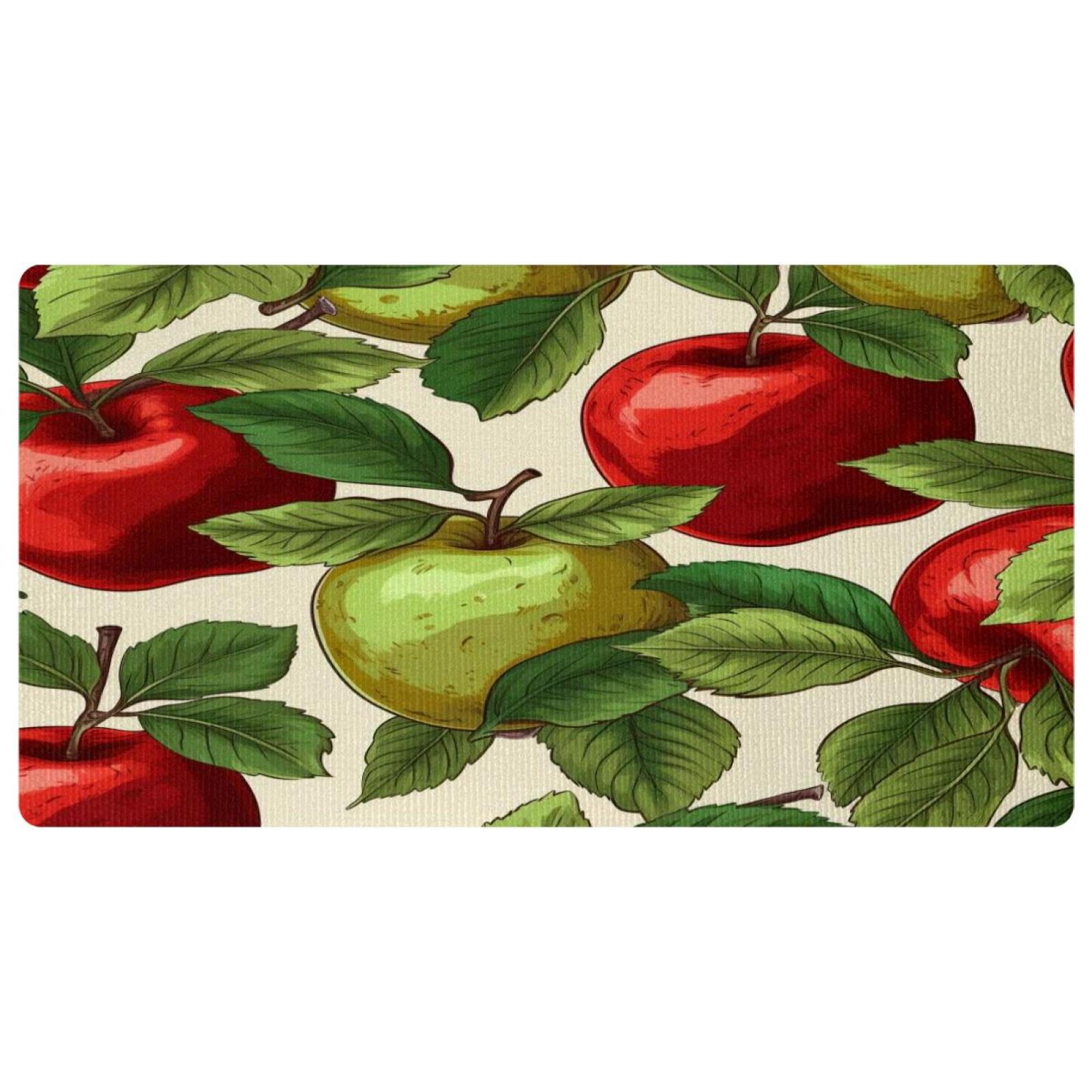 Red Green Apples Fruit Prints Kitchen Mat, Non Slip Washable Floor Rug ...