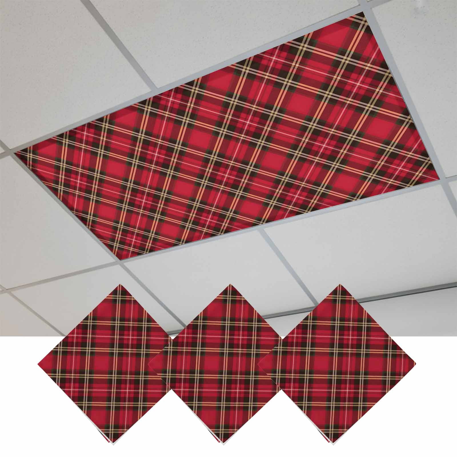Red Green Black Plaid Fluorescent Light Covers, Christmas Checkered ...