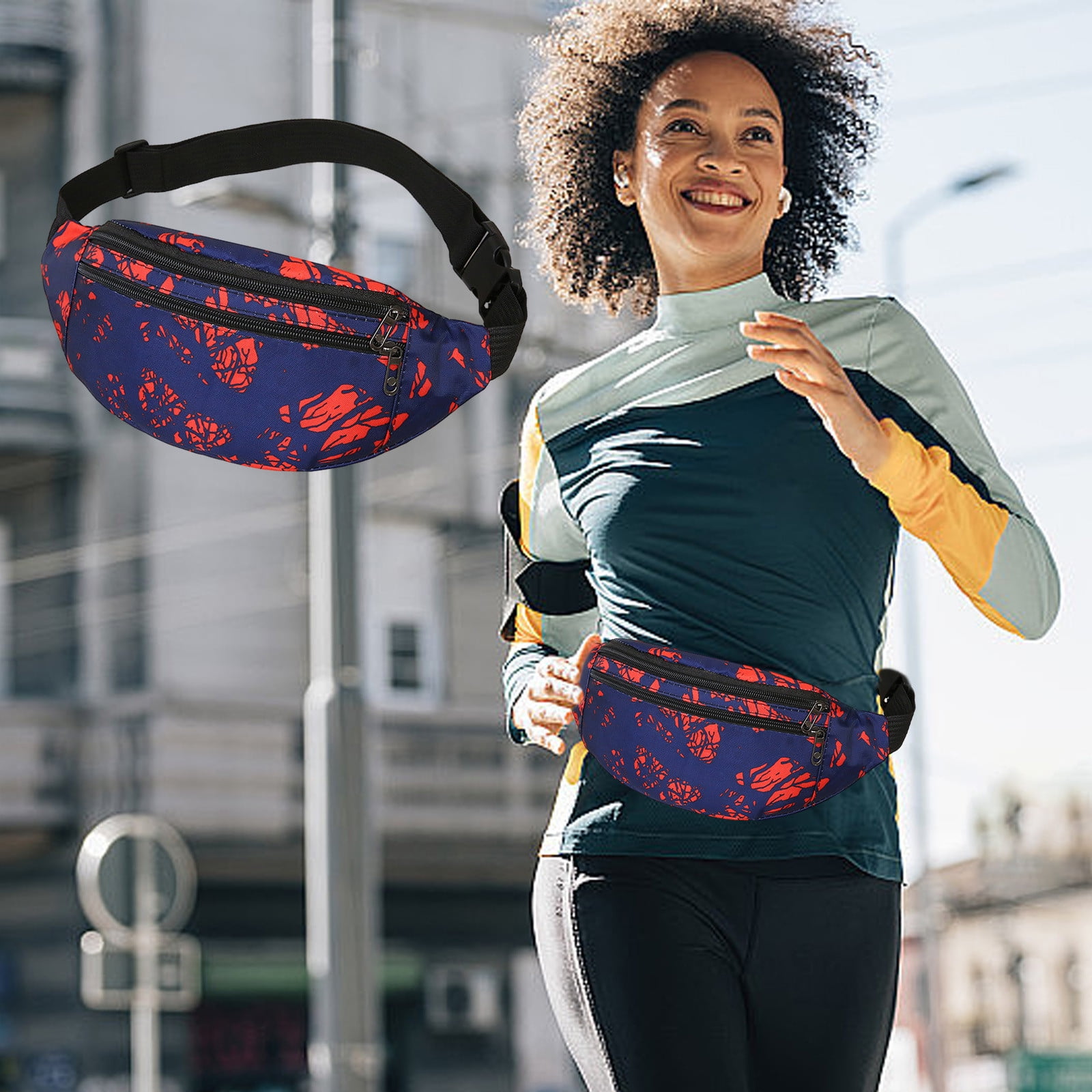 Red/Green/Blue Nylon Running Belt Waist Bag, with Foldable Water Bottle ...