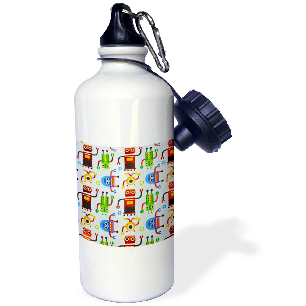 Red Green Blue Robots On White 21 oz Sports Water Bottle wb-35303-1 ...