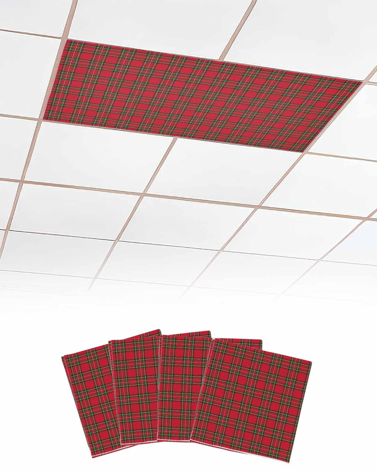 Red Green Checkered Fluorescent Light Covers for Ceiling Lights 4x2 ...