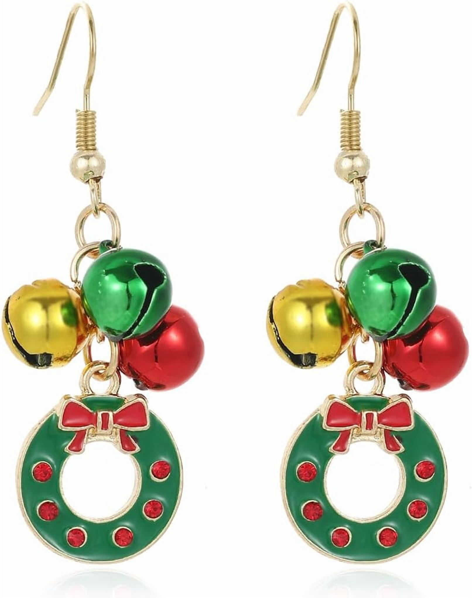 Red Green Christmas Drop Dangle Earrings for Women Gold-Toned Long ...
