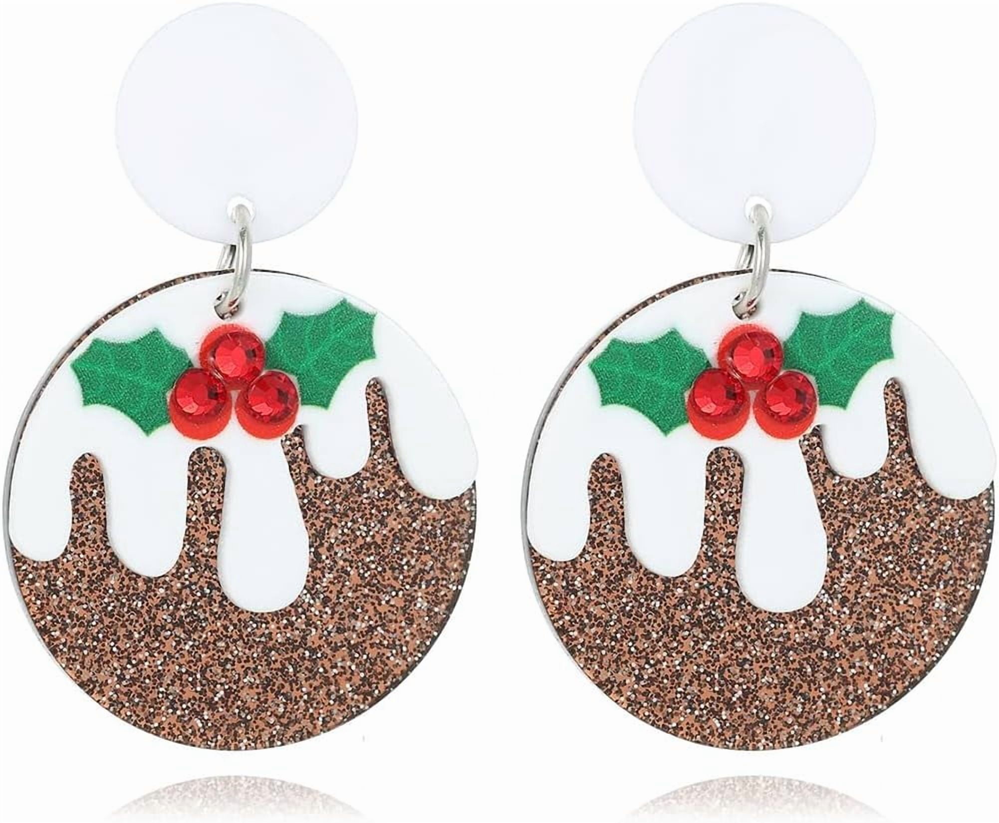 Red Green Christmas Drop Dangle Earrings for Women Gold-Toned Long ...