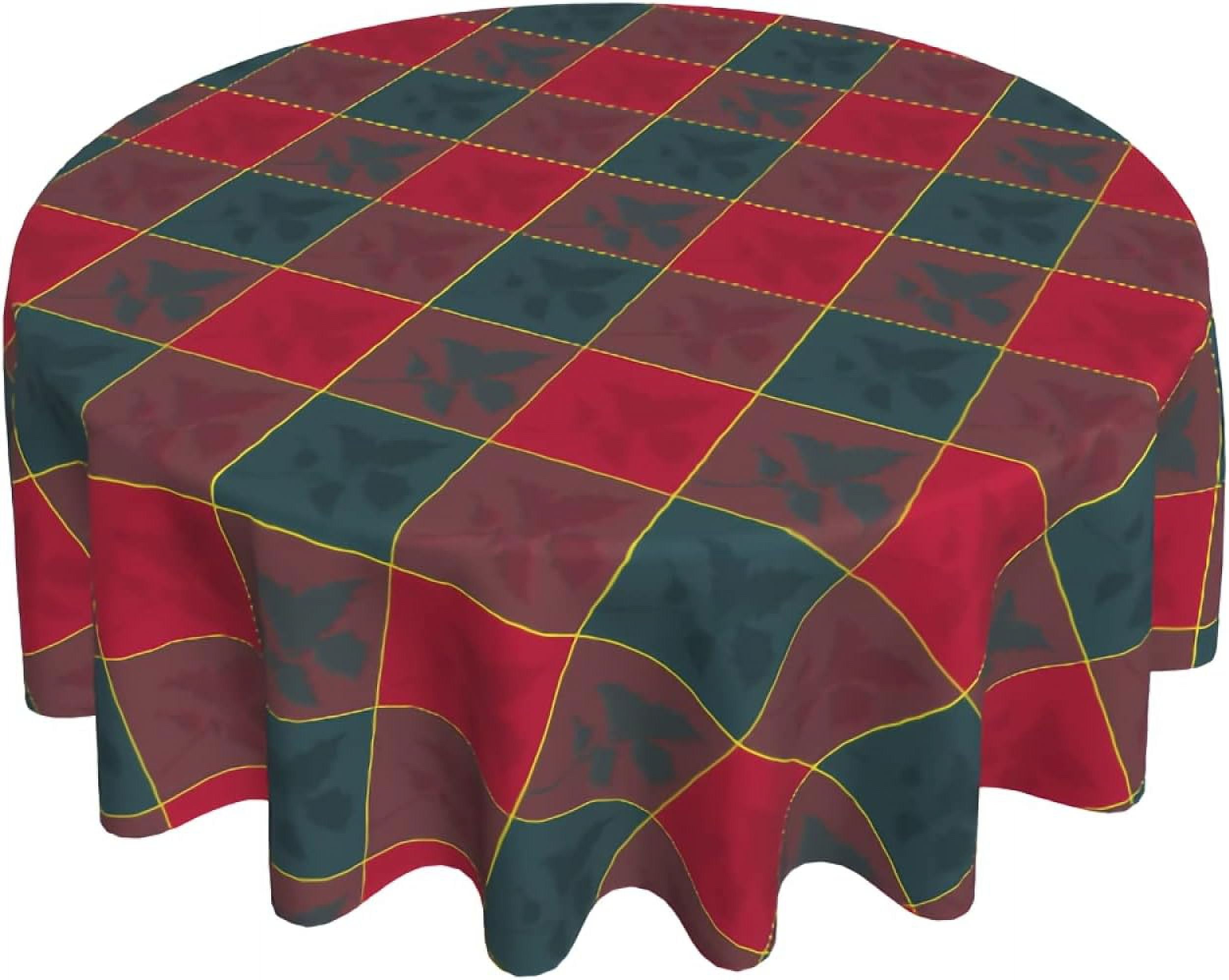 Red and Green Christmas Plaid Round Tablecloth 60 Inch Plaid Printed ...