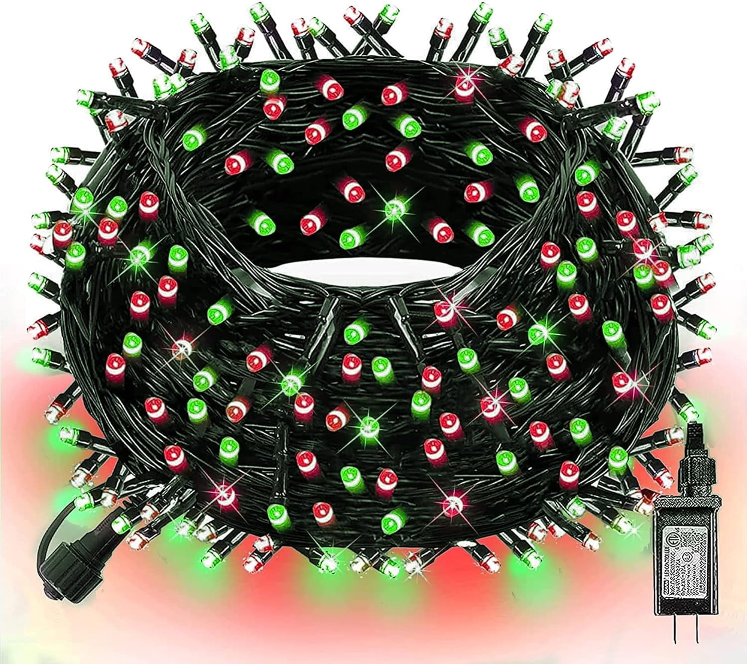Red and Green Christmas String Lights, 300 LED 100 FT Connectable ...