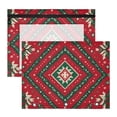 Red Green Christmas Symmetrical Pattern 3-Ring Binder Pocket with ...