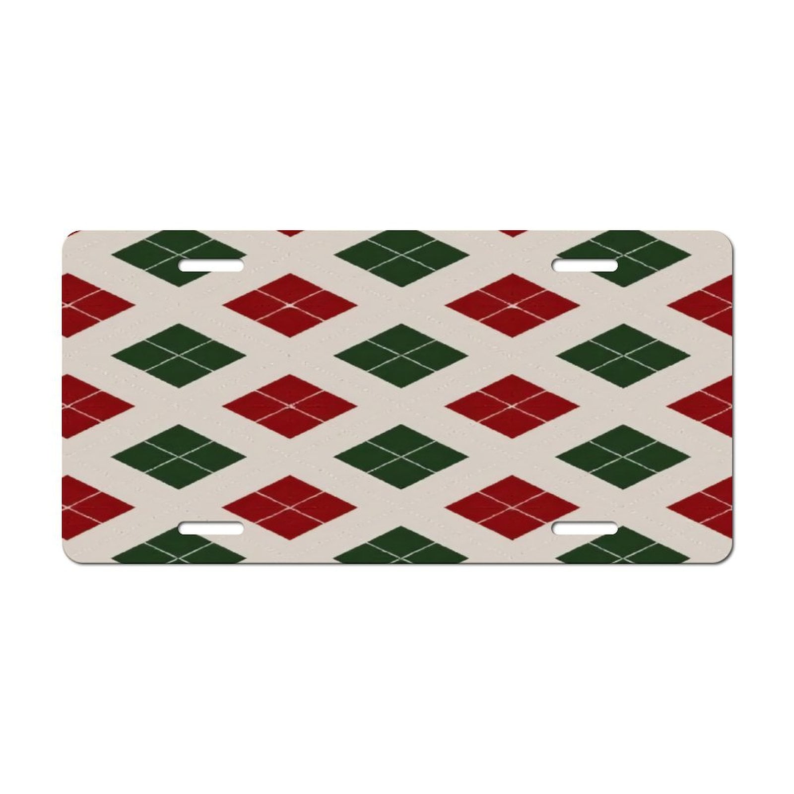 Red And Green Diamond Pattern Car Decorative Front License Plate,Vanity ...