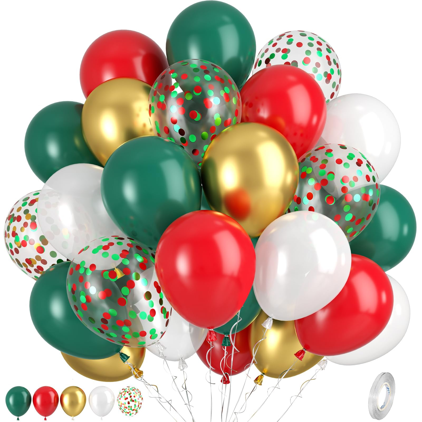 Red Green Gold Balloons, DHF10 Red and Green Balloons, Dark Green Pearl ...