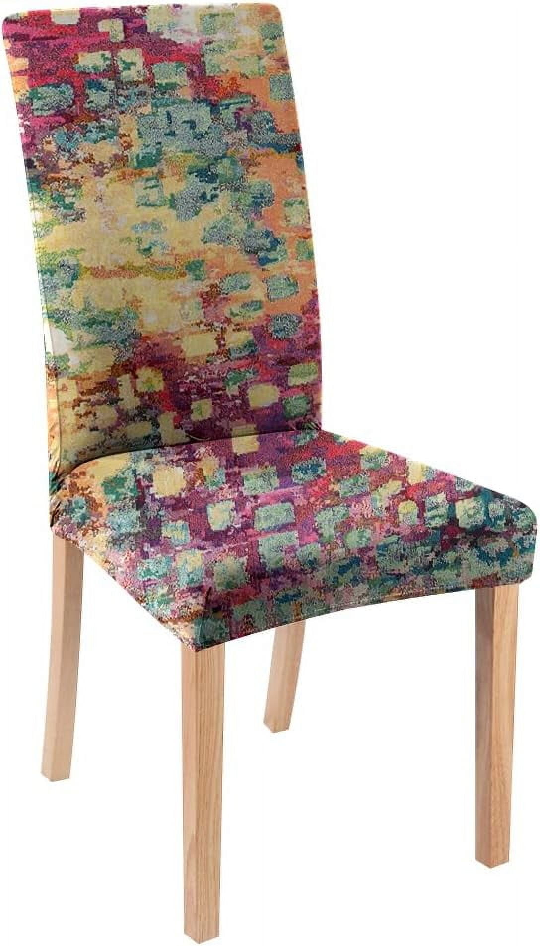 Red Green Grid Modern Abstract Art Chair Covers Boho Dining Chair Cover ...