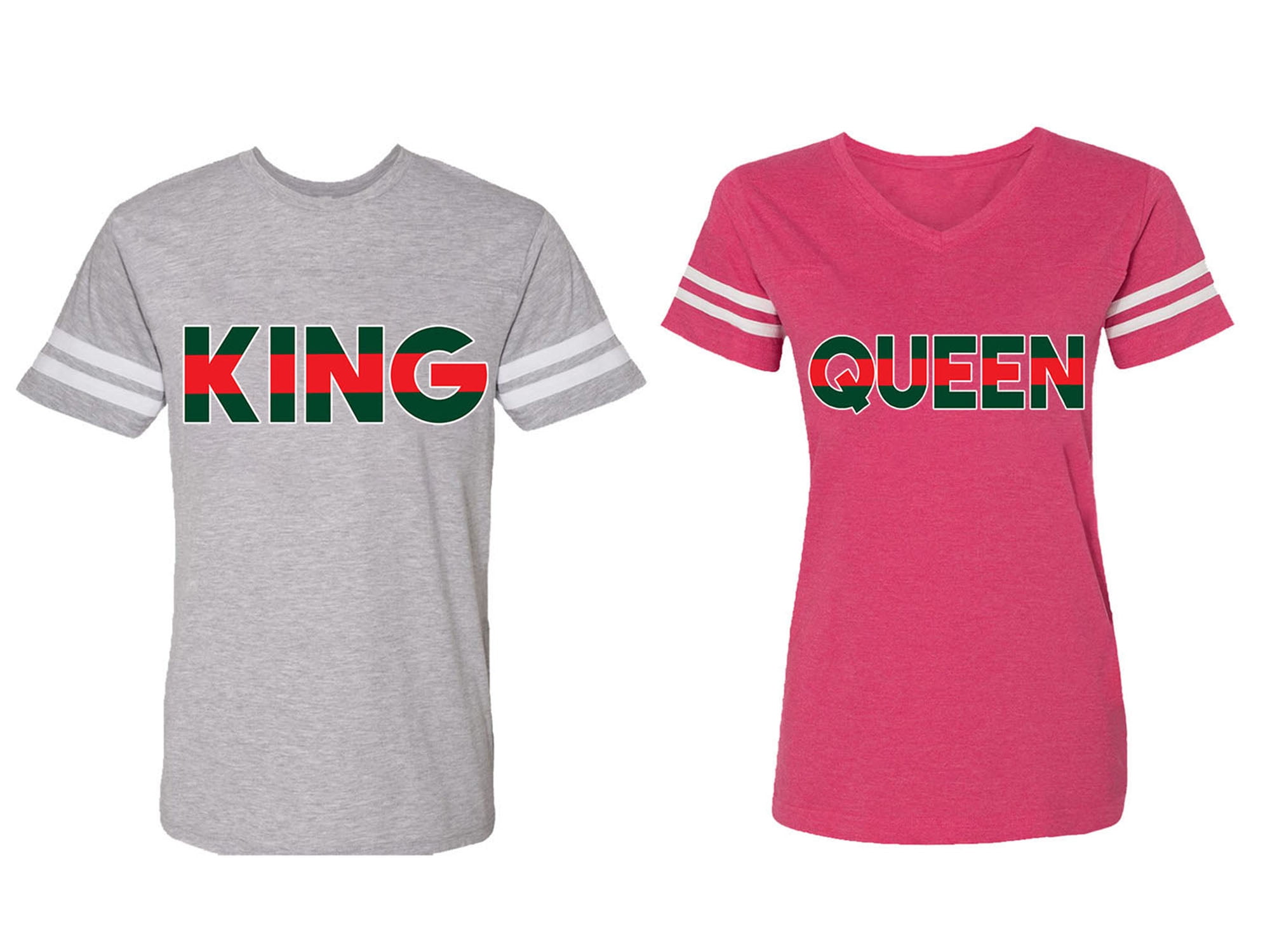 Red Green King Queen Matching Couple Cotton Jerseys (Men Heather ...