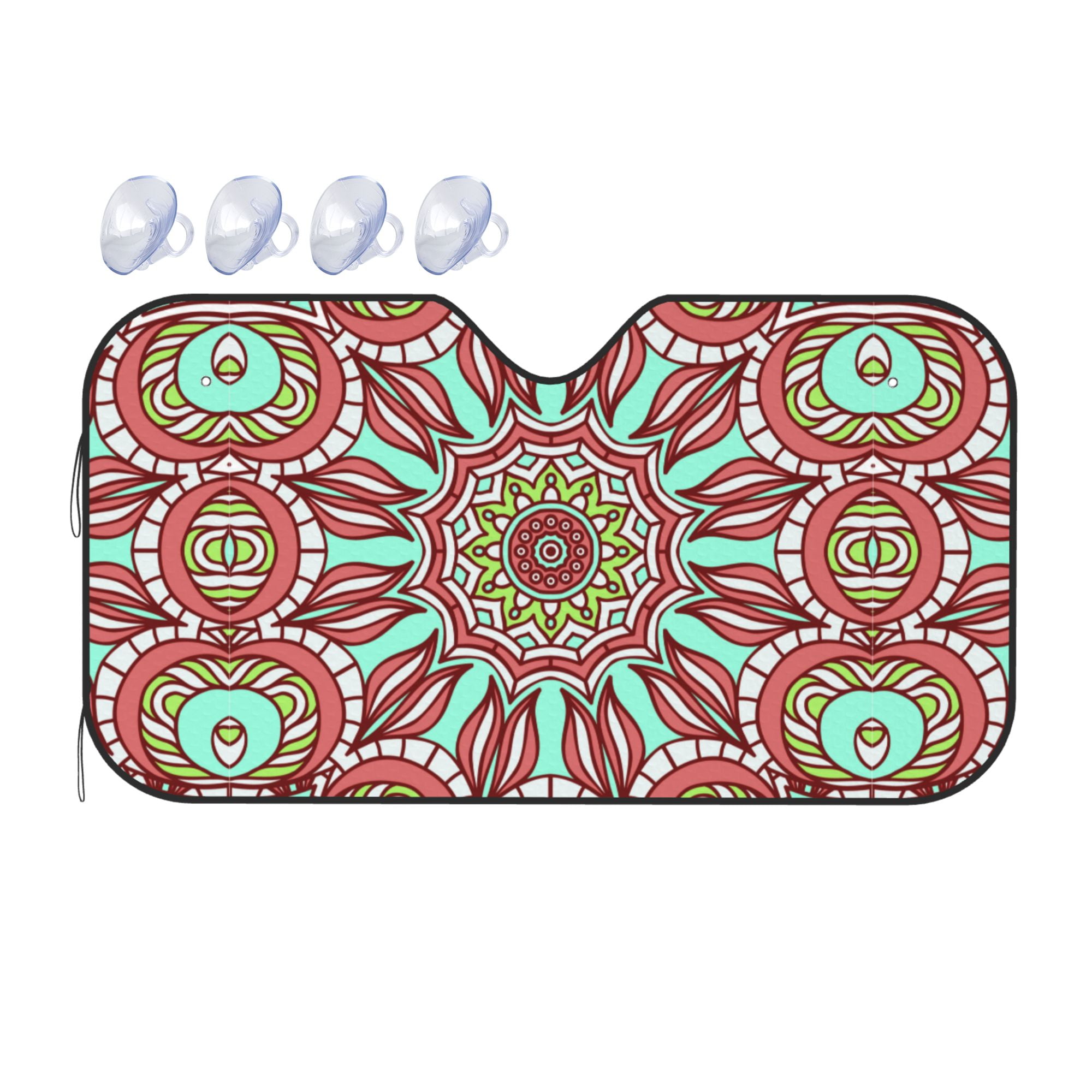 Red and Green Mandala Seamless Pattern 1-Piece Car Front Window ...