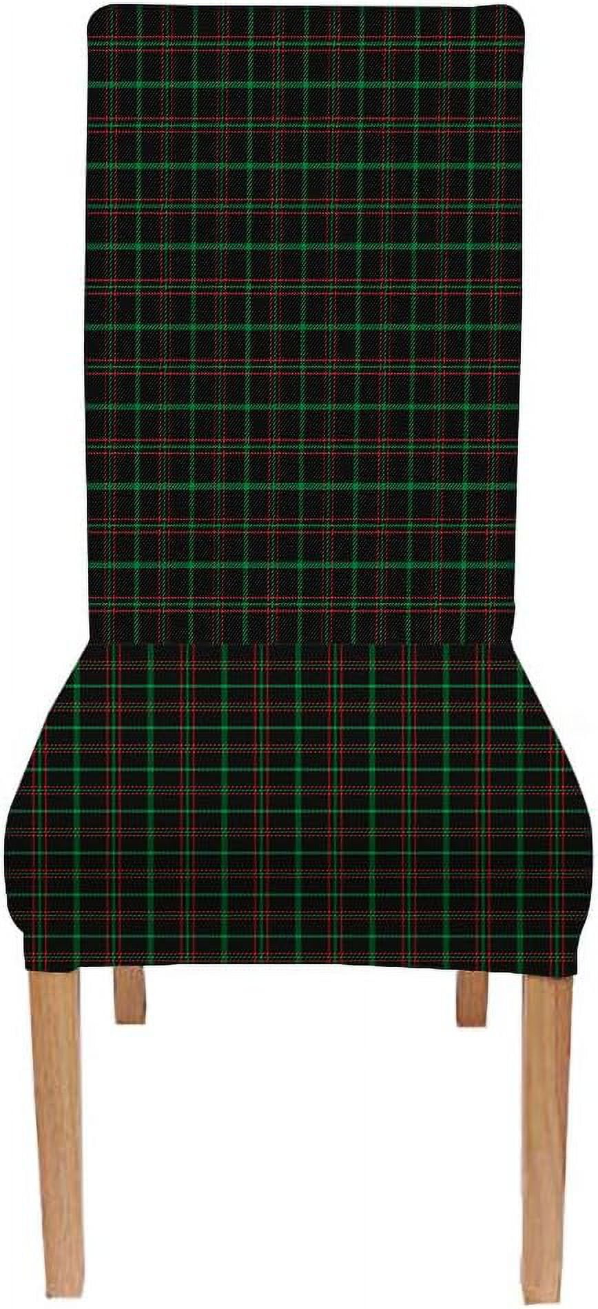 Red Green Plaid Chair Covers for Dining Room Set of 8,Christmas and New Year Tartan Plaid ...