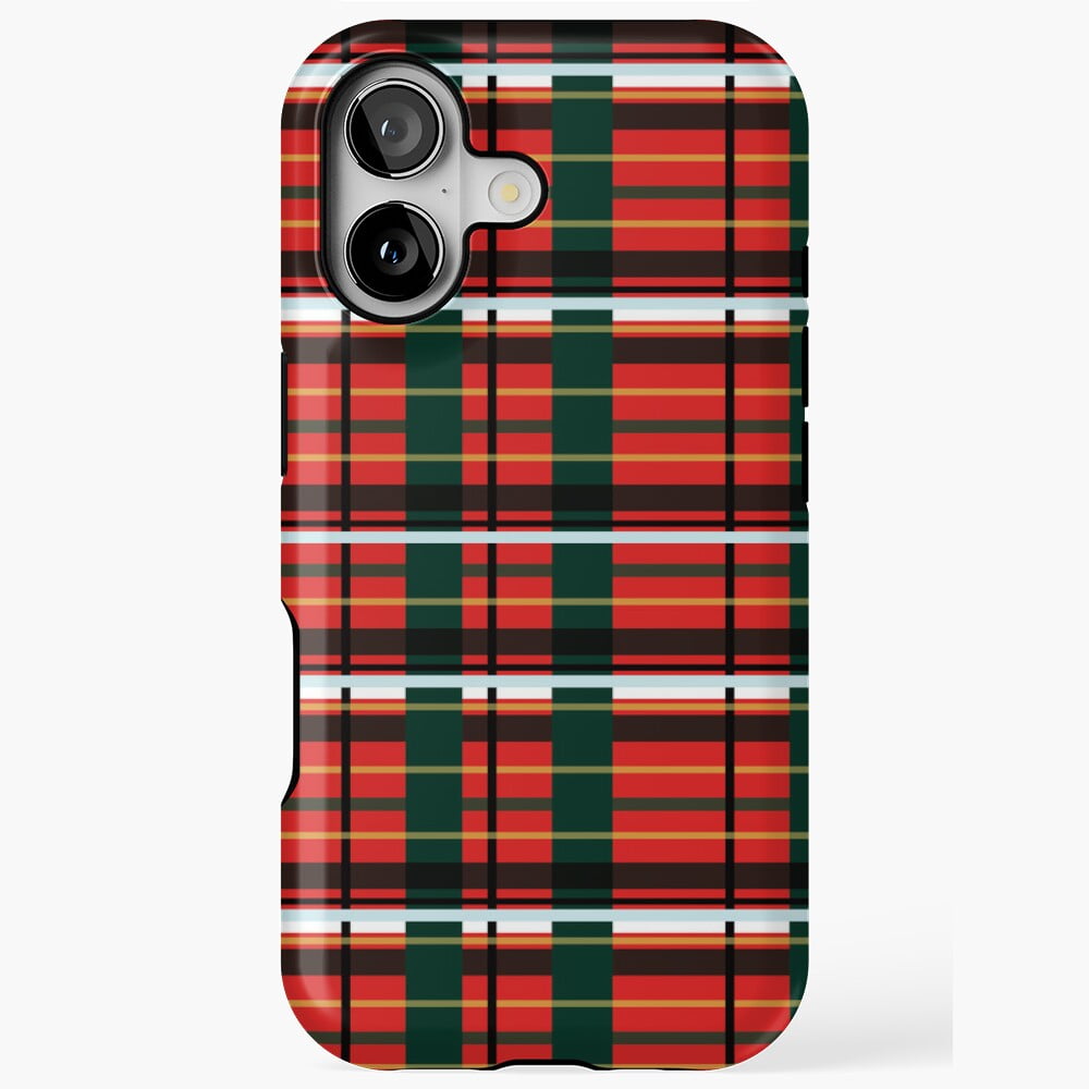 Red Green Plaid Line Pattern Christmas Holiday Case for iPhone 17 11 12 ...