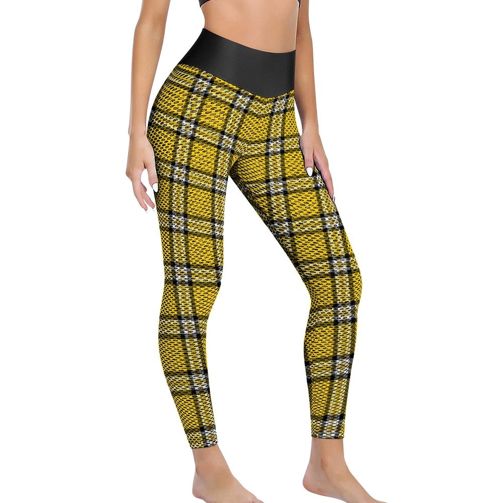 Red Green Plaid Yoga Pants Lady Vintage Check Leggings Push Up Retro ...