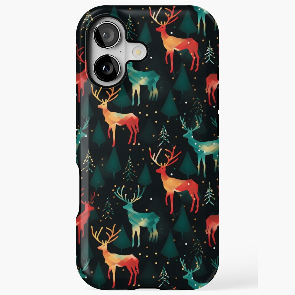 Red Green Reindeer Overlay Pattern Three for iPhone 17 11 12 13 14 15 ...