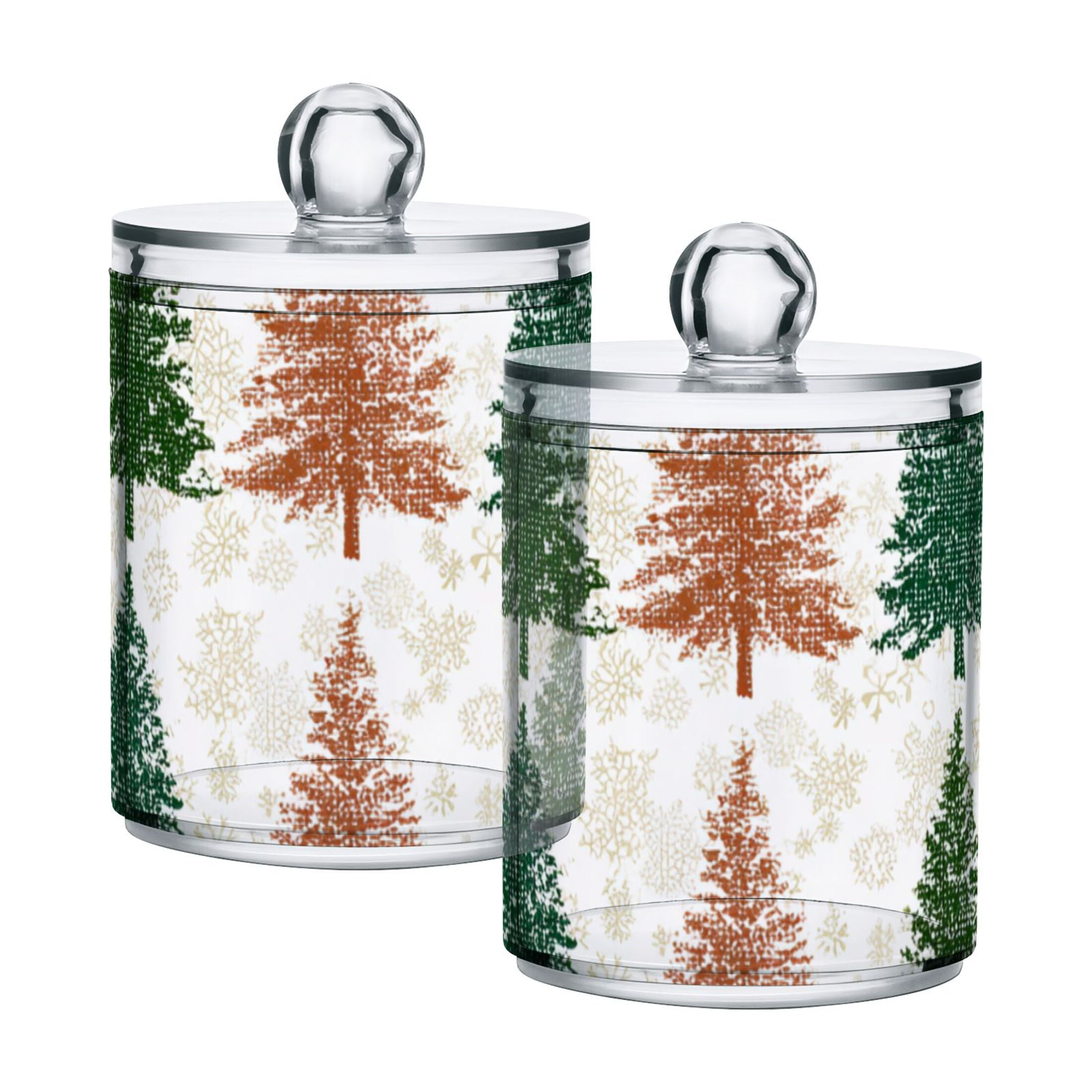 Red Green Stripes and Christmas Tree Pattern Translucent Plastic Cans ...