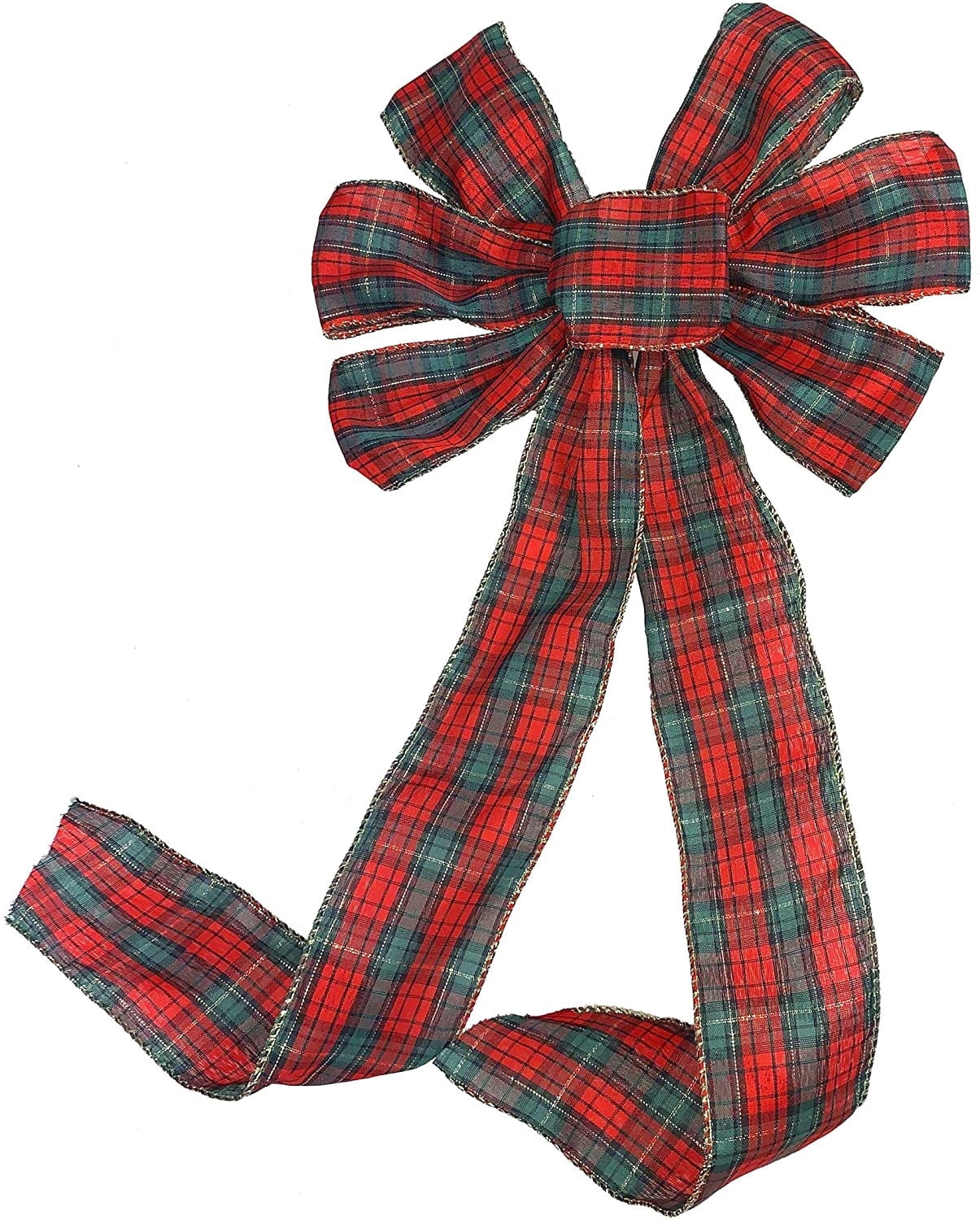 Red Green Tartan Christmas Bow - 10